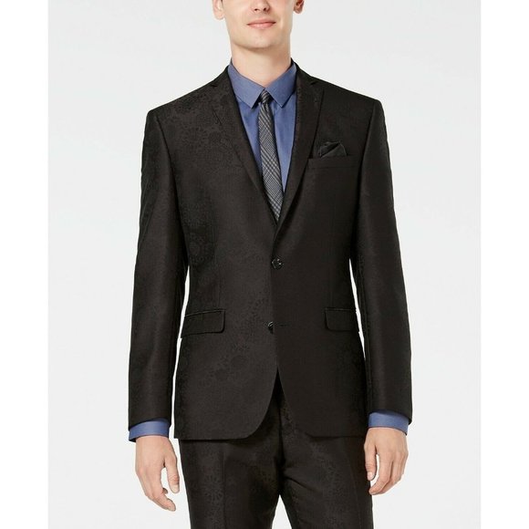 Bar III | Suits & Blazers | Bar Iii Mens Slimfit Black Jacquard Suit ...